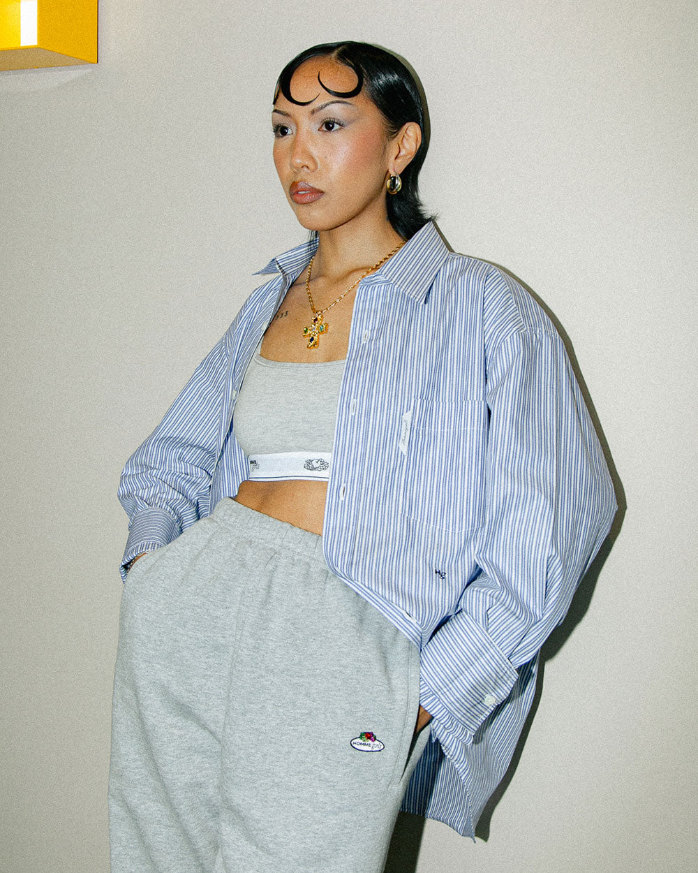 HommeGirls Classic Oxford Shirt Blue Mini Stripe HGSH062 – FINESSE